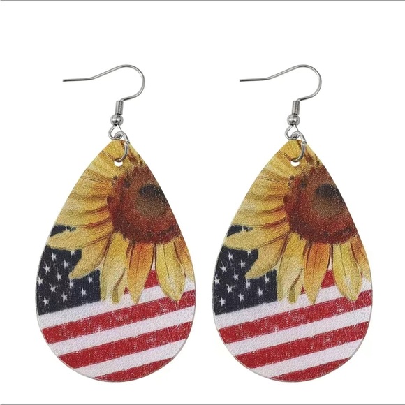 Jewelry | Nip Red White Blue American Flag Sunflower Earrings | Poshmark